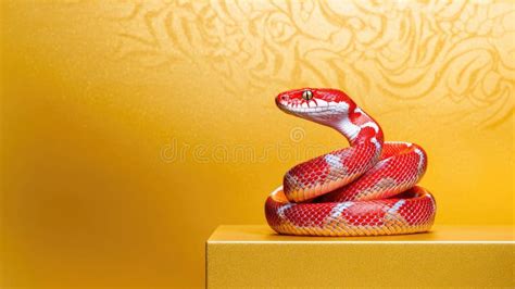 Vibrant Red Snake Design For Lunar New Year 2025 Promotion Stock Photo