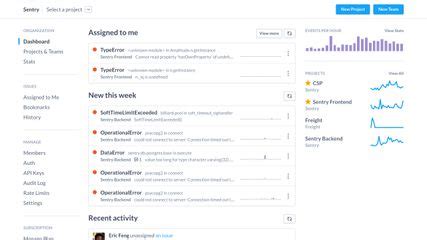 Sentry S Real Time Error Tracking Gives You Insight Into Production Deployments And