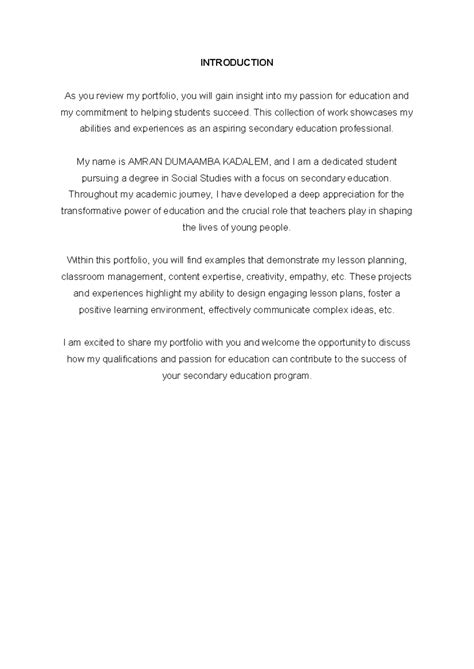 Portfolio Introduction Introduction As You Review My Portfolio You Will Gain Insight Into My