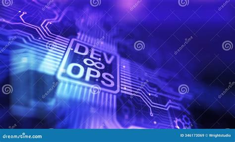 Devops Agile Development Concept On Virtual Screen Stock Illustration