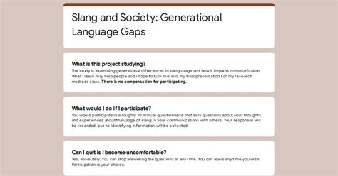 Slang And Society Generational Language Gaps ~5 10 Minute Survey For A Class Rtakemysurvey Slang And Society Generational Language Gaps ~5 10 Minute Survey For A Class Rtakemysurvey