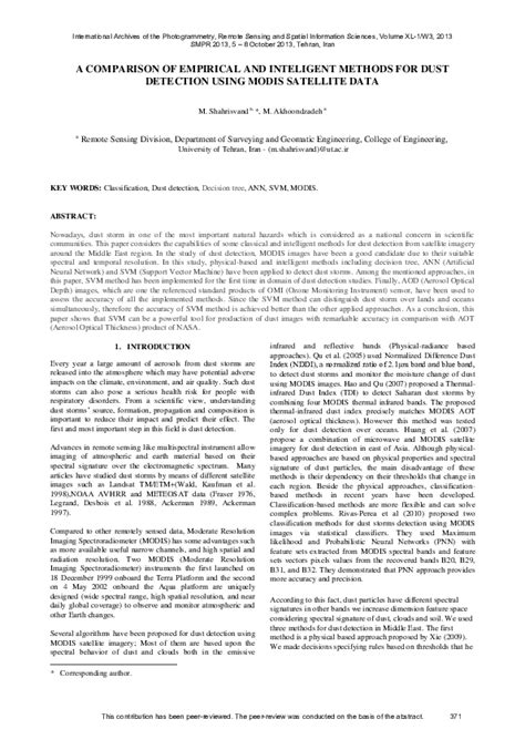 Pdf A Comparison Of Empirical And Inteligent Methods For Dust Detection Using Modis Satellite Data