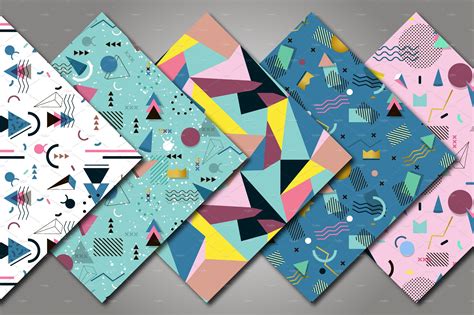 Colorful Geometric Patterns On Gray Background
