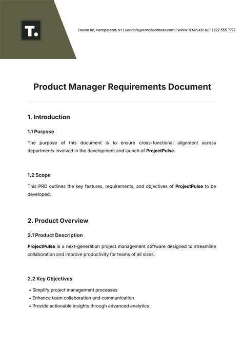 Free Product Requirements Document Templates To Edit Online And Print