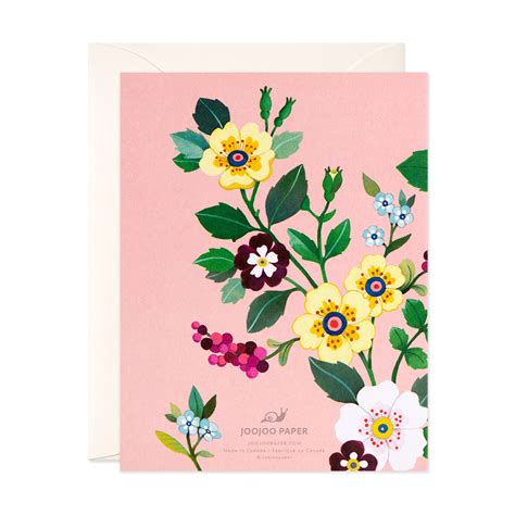 Pink Floral Thank You Greeting Card Joojoo Paper