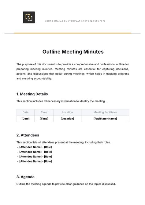 Free Outline Meeting Minutes Template To Edit Online