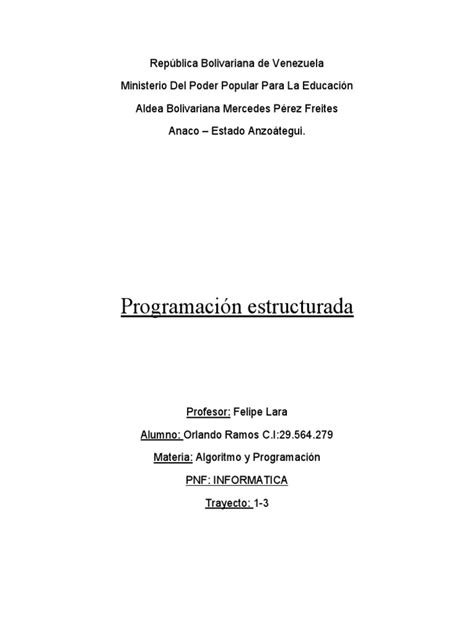 Programación Estructurada 1 3 Pdf Flujo De Control Programación De Computadoras