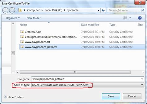 Export Server Certificate Full Path In Mozilla Firefox 47 To File