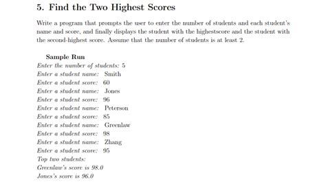 Solved Find The Two Highest Scores Write A Program That Chegg