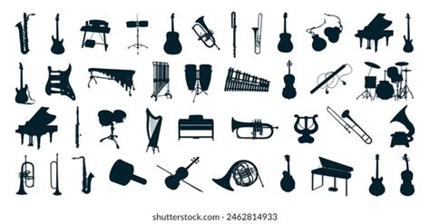 Big Collection Musical Instruments Silhouette Stock Vector Royalty Free 2462814933 Shutterstock