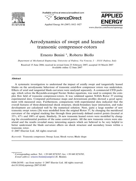 Aerodynamics Of Swept And Leaned Transon Pdf Computational Fluid