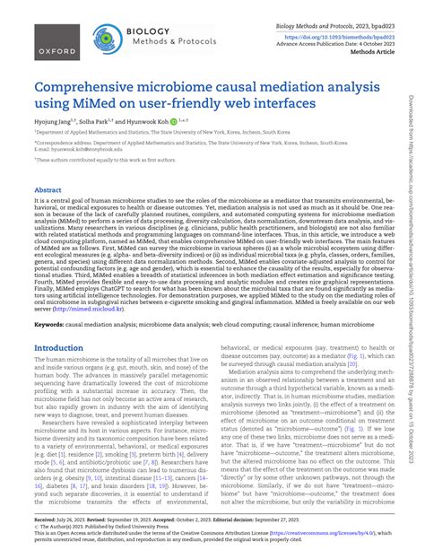 Pdf Comprehensive Microbiome Causal Mediation Analysis Using Mimed On User Friendly Web Interfaces