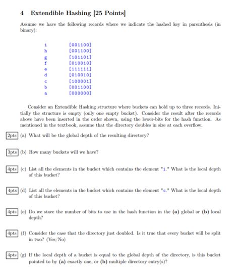 Solved 4 Extendible Hashing 25 Points Assume We Have The