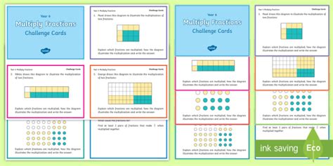 Year Multiply Fractions Maths Mastery Challenge Cards