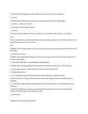 TCP IP HW2 Docx 5 Which Of The Following Types Of IPv4 Addresses