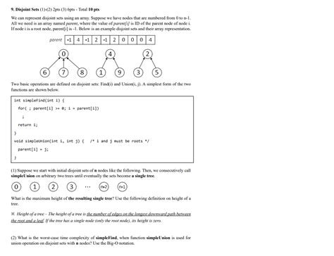Solved Disjoint Sets Pts Pts Total Pts Chegg
