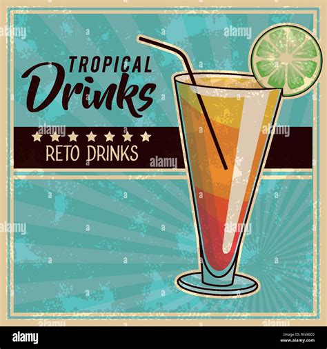 Tropical Cocktail Poster Stock Vector Image And Art Alamy
