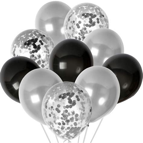 Balony CZARNE SREBRNE Konfetti 18 40 Urodziny X12 9325968647