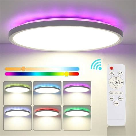 Letgospt Led Deckenleuchte 24w Deckenlampe Rgb Hintergrundbeleuchtung