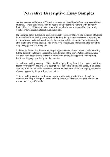 Narrative Descriptive Essay Samples Pdf