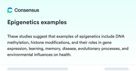 Epigenetics Examples Consensus Academic Search Engine