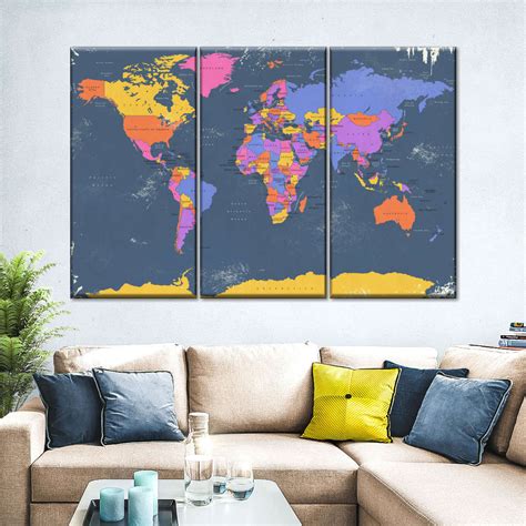 Retro Political Map Of The World Ii Wall Art Canvas Prints Art Prints