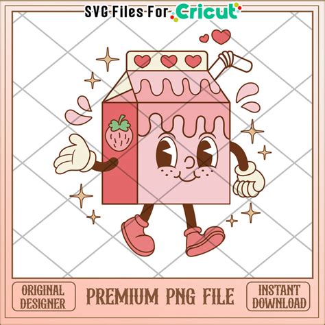Cute Strawberry Milk Carton Png Svg Files For Cricut