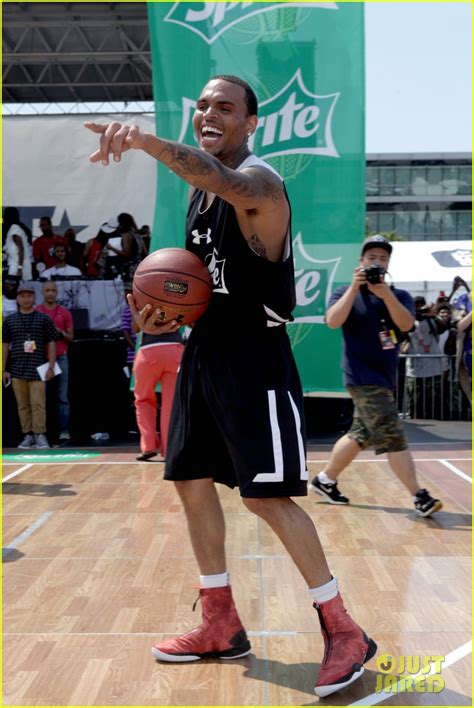 Chris Brown Plays Basketball At The Bet Experience Fan Fest Photo