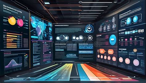 A Futuristic Control Room or Data Center with Multiple Large ScreensGenerative AI Stock Image ...