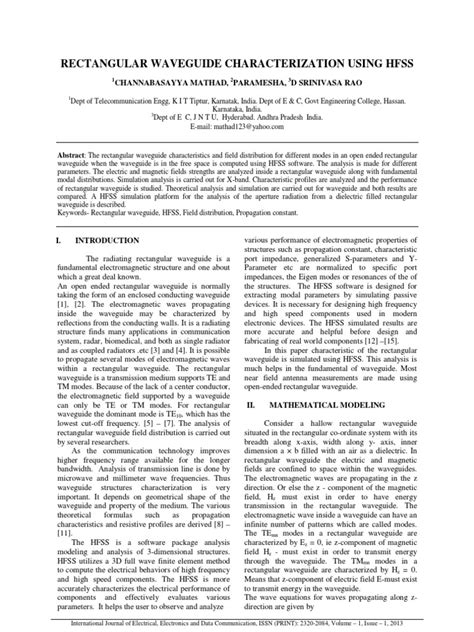 Rectangular Waveguide Characterization Using Hfss Pdf Waveguide