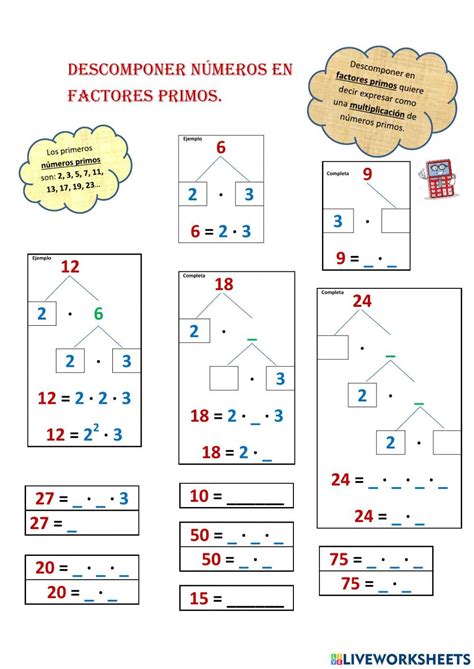 Descomponer En Factores Primos Online Worksheet