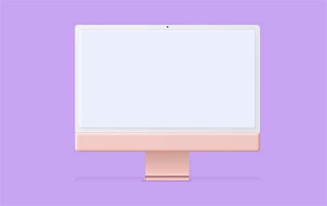 3d 최소 데스크탑 Pc 빈 화면 모형 분홍색 색상의 최신 데스크톱 컴퓨터 창조적 인 아이디어는 최소한의 디자인 벡터 일러스트레이션 0명에 대한 스톡 벡터 아트 및 기타