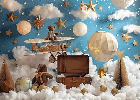 Avezano Model Airplanes And Star Birthday Party Photography Background