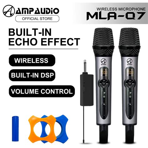 AMPAUDIO Professional Universal UHF Wireless Microphone With DSP Echo