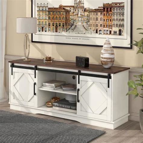 MERAX Farmhouse Grand Meuble TV étagères réglables buffet avec 2