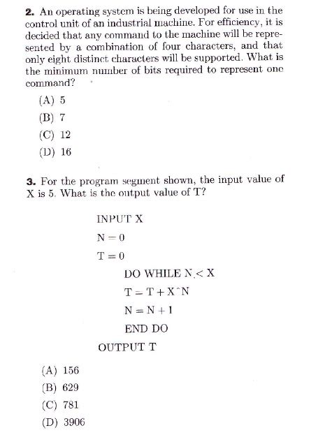 2 An Operating System Is Being Developed For Use In The Control Unit
