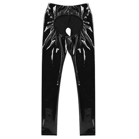 Sexy Damen Dessous Pvc Leder Catsuit Overall Schrittloser Bodysuit