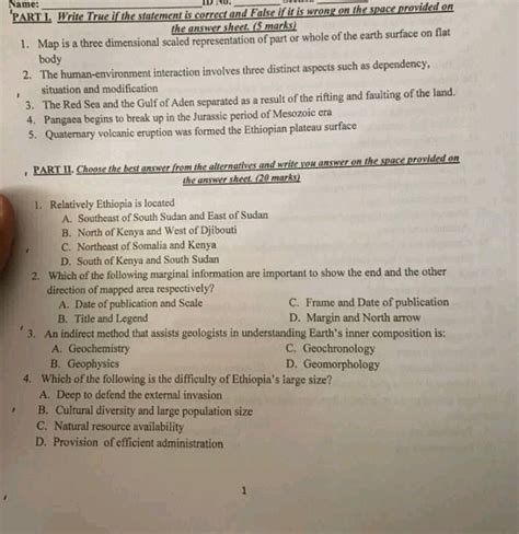 part 1 write true if the statement is correct and false if it is wrong