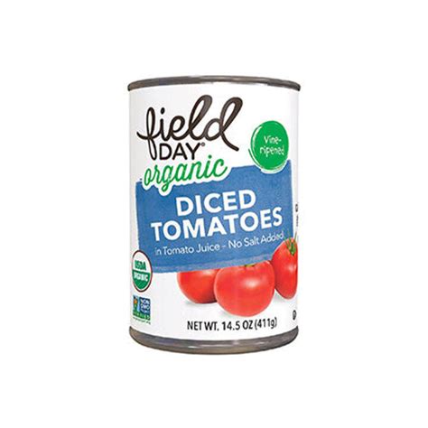 Field Day Organic Diced Tomatoes In Tomato Juice No Salt Added 411g