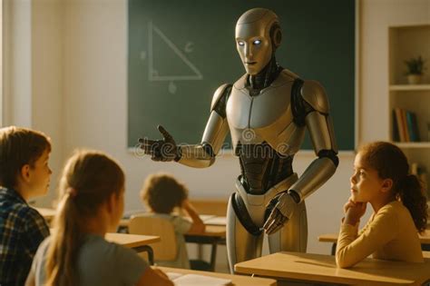 Robot Teacher In Classroom Stock Image Image Of Education 414218769