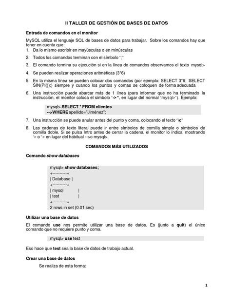 Apuntes Mysql Pdf Tabla Base De Datos Byte
