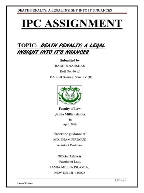 ipc assignment pdf punishments capital punishment