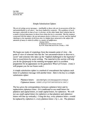 Fillable Online Simple Substitution Ciphers Fax Email Print PdfFiller