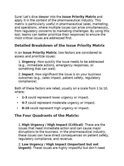 Issue Priority Matrix Pdf Patient Safety Food And Drug Administration
