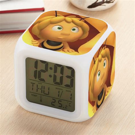 Maya The Bee Movie Alarm Clock Led Light 7 Color Change Electronic Desk