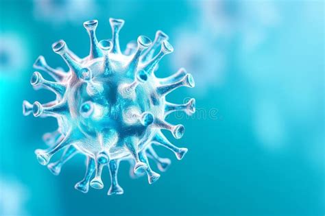 Microscopic View Of Virus Particle Floating On Blue Background Stock