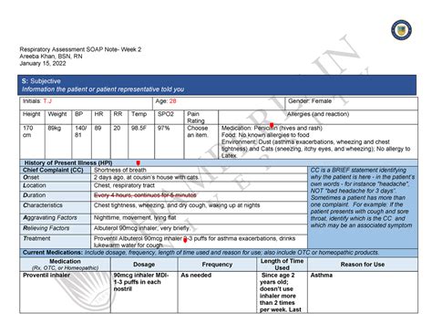 Annotated Nr2050920soap20note Week2 Respiratory Systemdocx