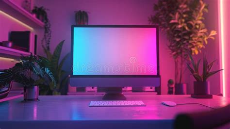 Computer Monitor On Desk Stock Illustration Illustration Of Organized