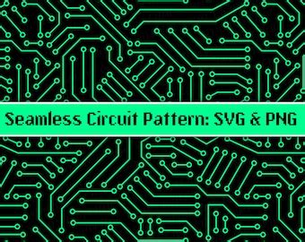 Seamless Circuit Board Pattern Transparent Background SVG Etsy