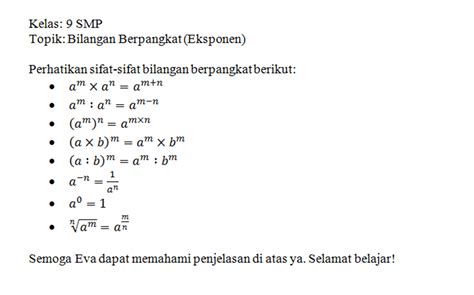 Sebutkan Sifat Sifat Bilangan Berpangkat